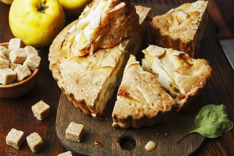 Fruit pie with quince stock photo. Image of baked, rustic - 184229580