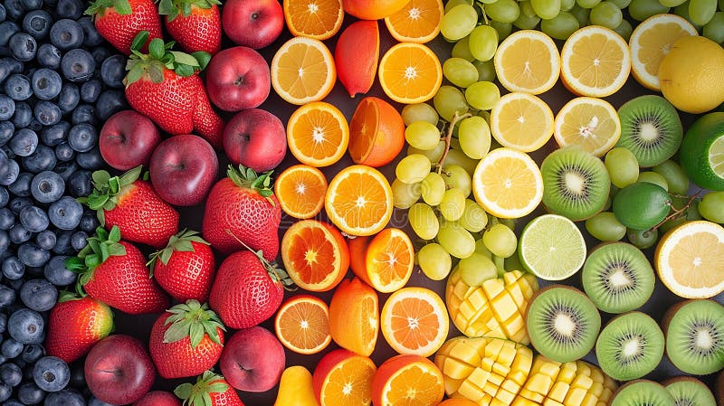 Fruit in Pieces and Whole Arranged in an Orderly and Chromatically ...
