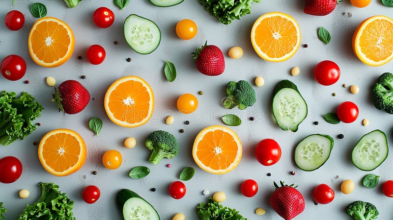 Fruit in Pieces and Whole Arranged in an Orderly and Chromatically ...