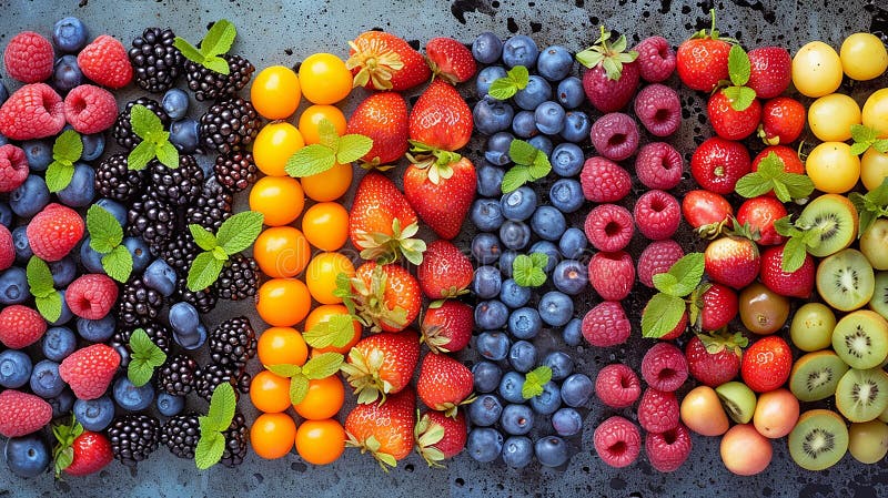 Fruit in Pieces and Whole Arranged in an Orderly and Chromatically ...