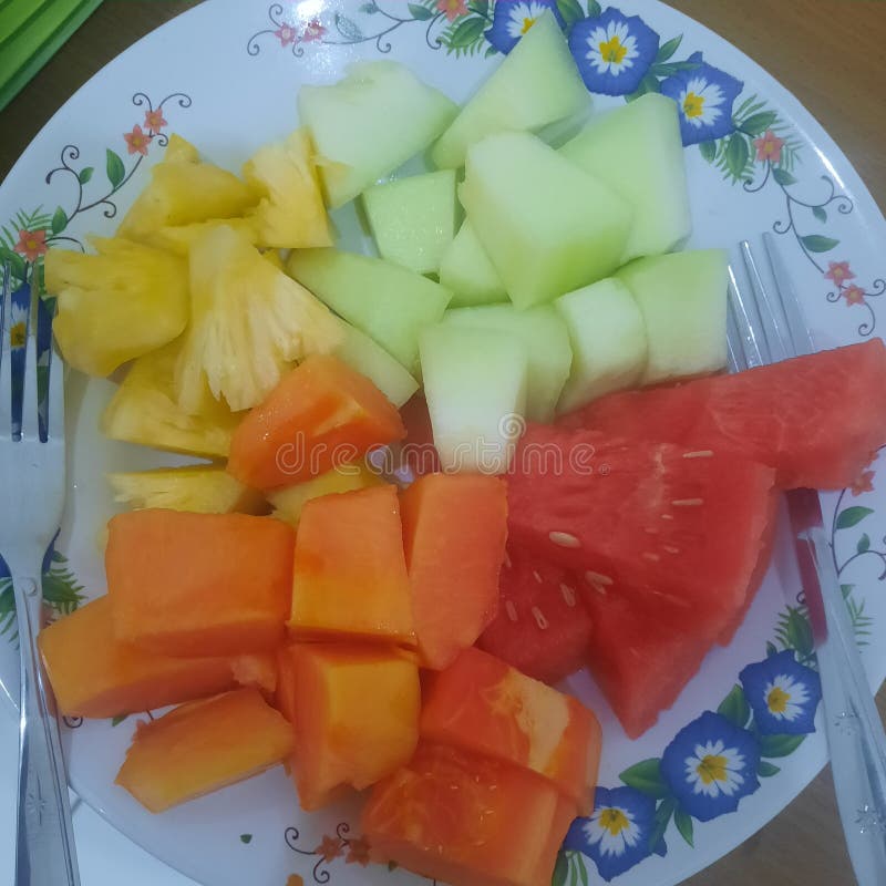 Fruit Pinapple Melon Watermelon Papaya Stock Photo - Image of plant ...