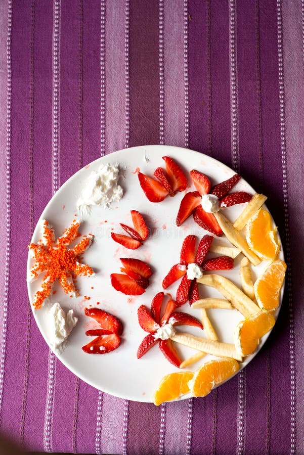Fruit Plate, Decorated Strawberry and Oranges Stock Image - Image of ...