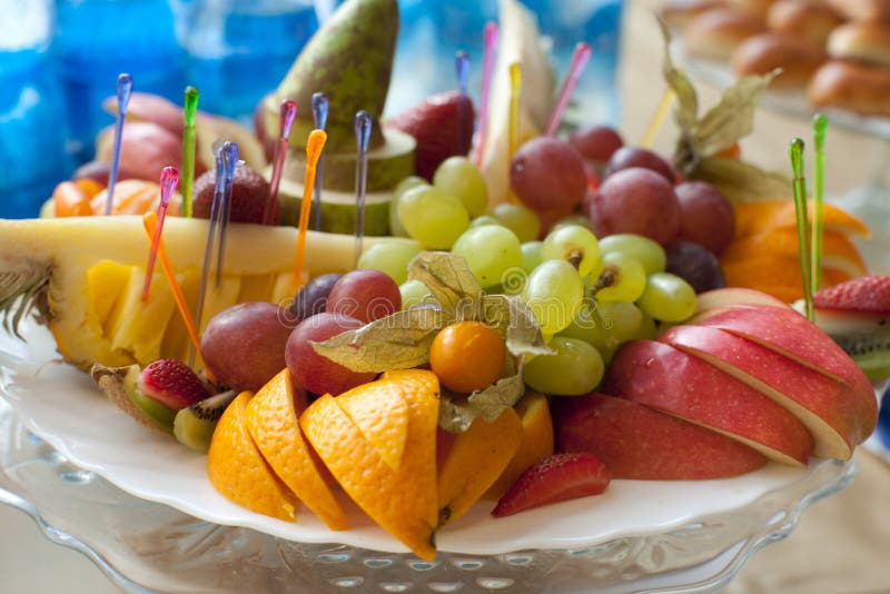 Fruit Platter, Banquet Table Arrangement Stock Photo - Image of platter ...