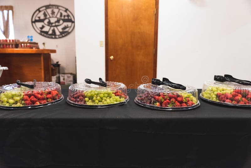 Fruit Platters at Catered Event Stock Photo - Image of fruit, cloth ...
