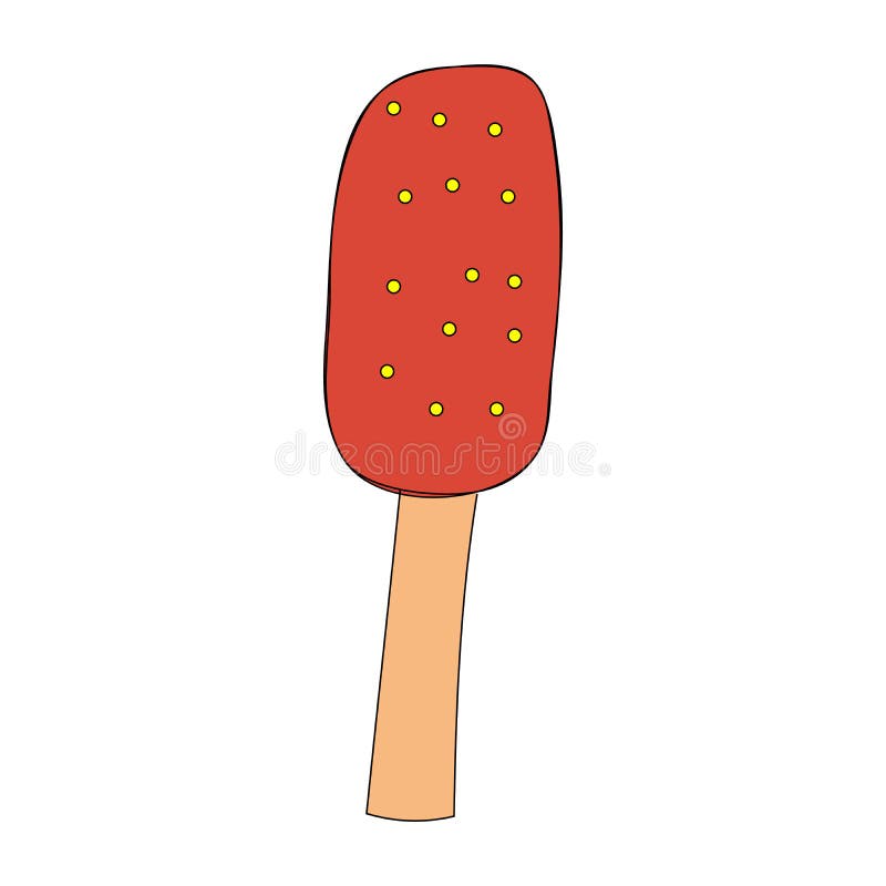 Fruit Popsicle on Stick in Style of Doodle Stock Vector - Illustration ...