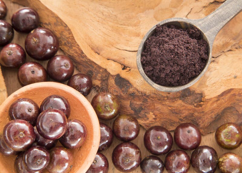 Jaboticaba Brazilian Berry on Wooden Table Plinia Cauliflora Stock ...