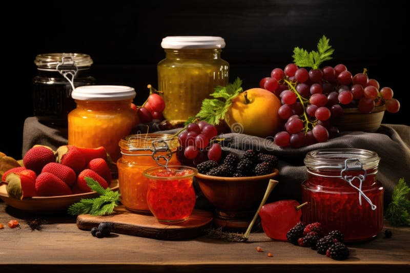Fruit Preserves with a Variety of Textures Stock Image - Image of mason ...