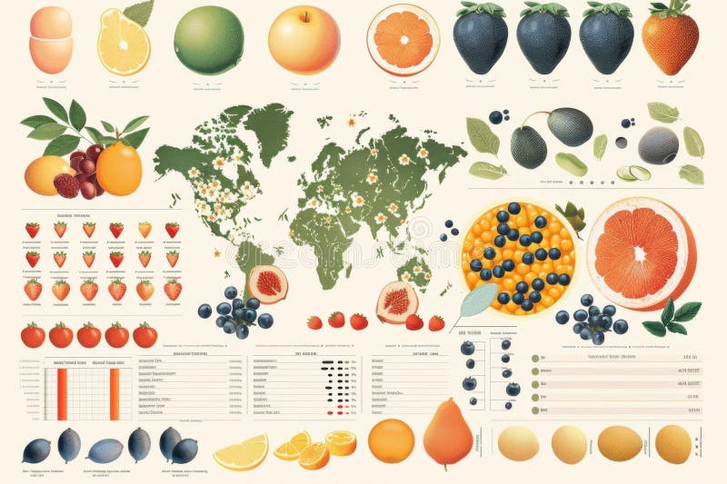 Fruit Production Around the World, a Visual Guide Stock Illustration ...