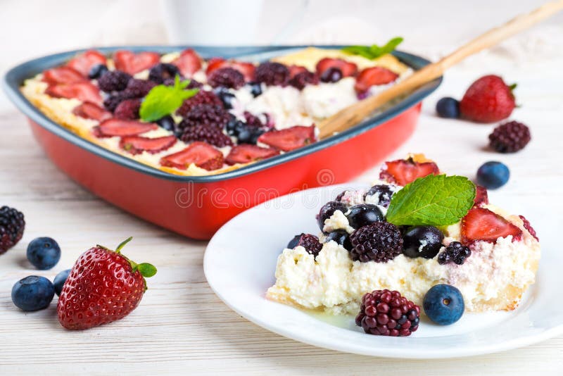 Fruit pudding with berries stock photo. Image of cream - 45753474