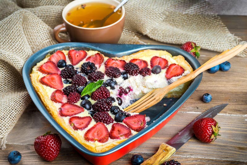 Fruit pudding with berries stock photo. Image of cake - 46101640