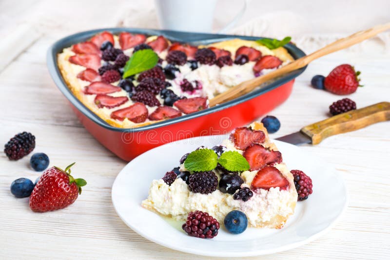 Fruit pudding with berries stock image. Image of clafoutis - 46101669