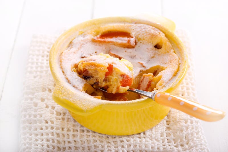 Fruit Pudding with Icing Sugar Stock Photo - Image of snack, cottage ...