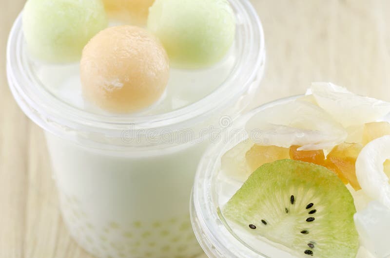 Fruit Pudding in Plastic Cup Stock Image - Image of creamy, vanilla ...