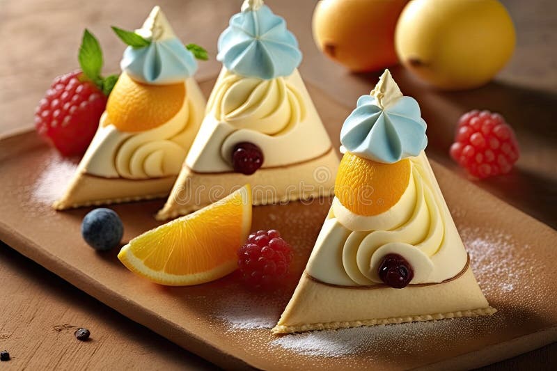 Fruit Pyramids in Cream Decoration Tyrolean Pie Stock Illustration ...