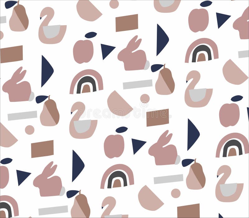 Fruit Rabbit Duck Pattern Design Print Vector Stock Vector ...