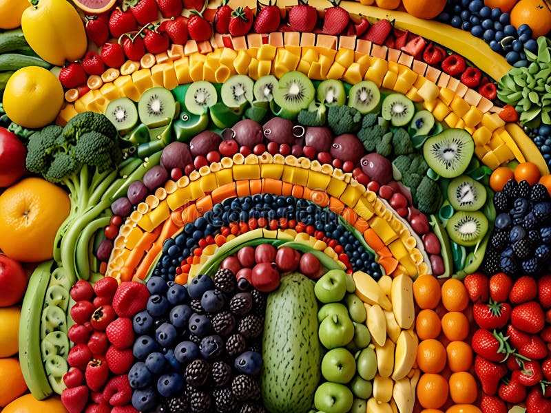 Fruit Rainbow. Rainbow Made of Colourful Fruit and Vegetable ...