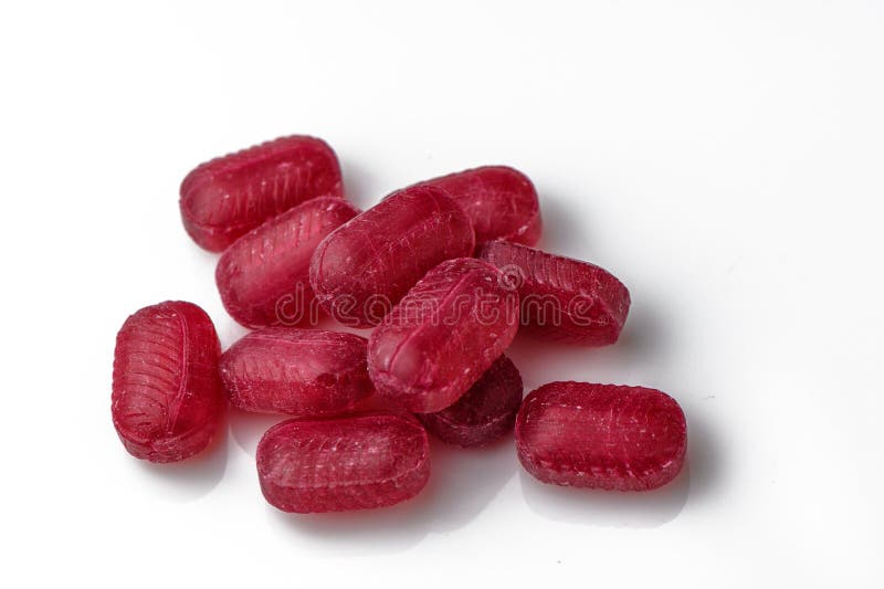 Fruit Red Candies Isolated on White Background Stock Image - Image of ...