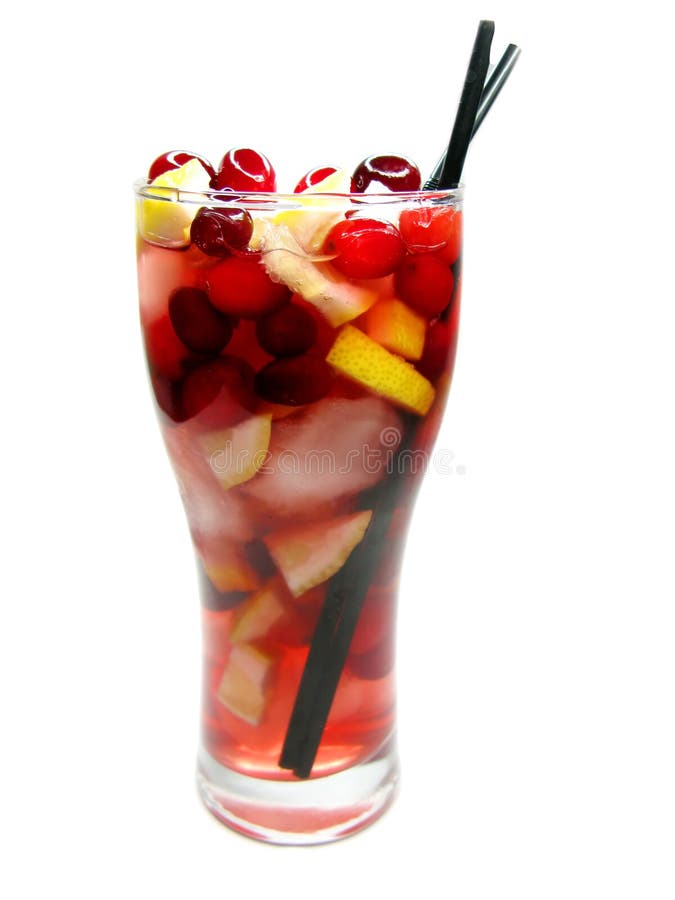 Fruit Red Punch Cocktail Drinks with Strawberry Stock Image - Image of ...