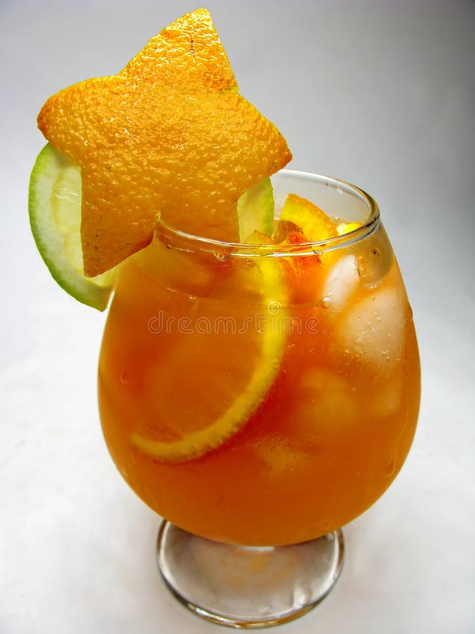 Fruit Red Punch Cocktail Drink with Strawberry Stock Photo - Image of ...