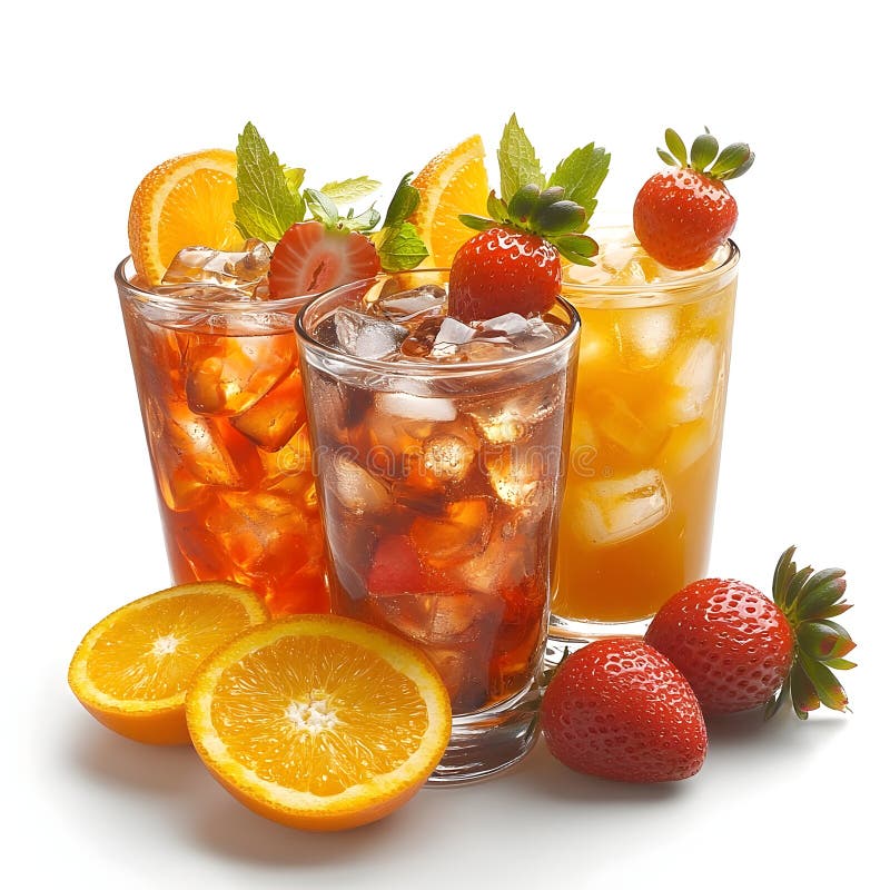 Refreshing Iced Fruit Drinks Stock Illustration - Illustration of ...
