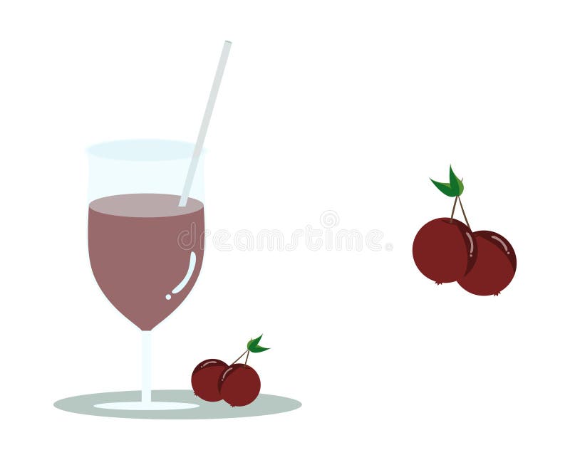 Fruit Refreshment and Fruit Icon of Cherry Juice and Wine for a ...