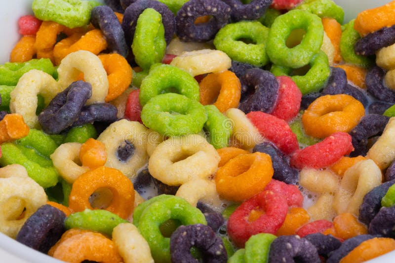 Fruit Rings with Milk Isolated Stock Photo - Image of meal, morning ...