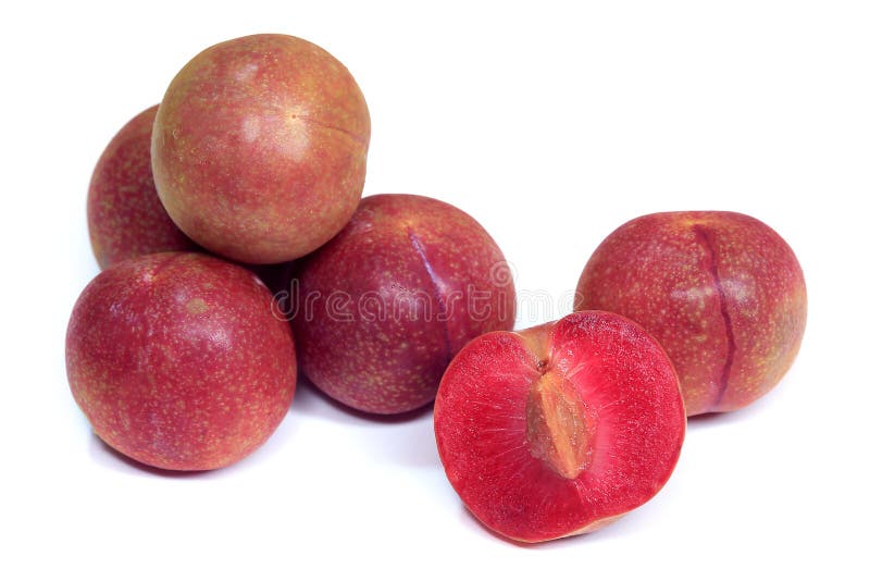 Fruit Rouge De Prune D'isolement Sur Le Fond Blanc Image stock - Image ...