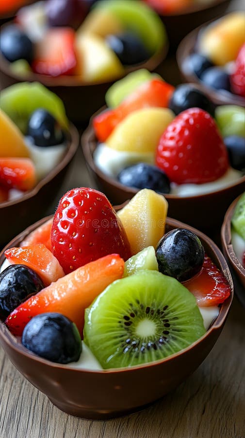 Fruit Salad Served Edible Chocolate Egg Shells Pic Stock Photos - Free ...