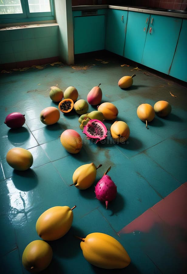 Fruit Salad Spilling on the Floor Was a Mess of Vibrant Colors and ...