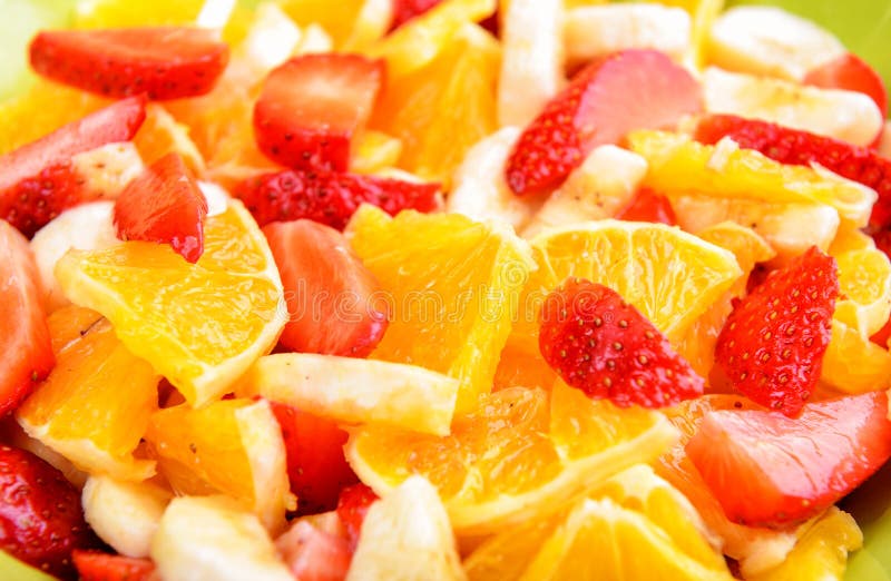 Fruit Salad With Strawberries, Oranges, Bananas Stock Image - Image of ...