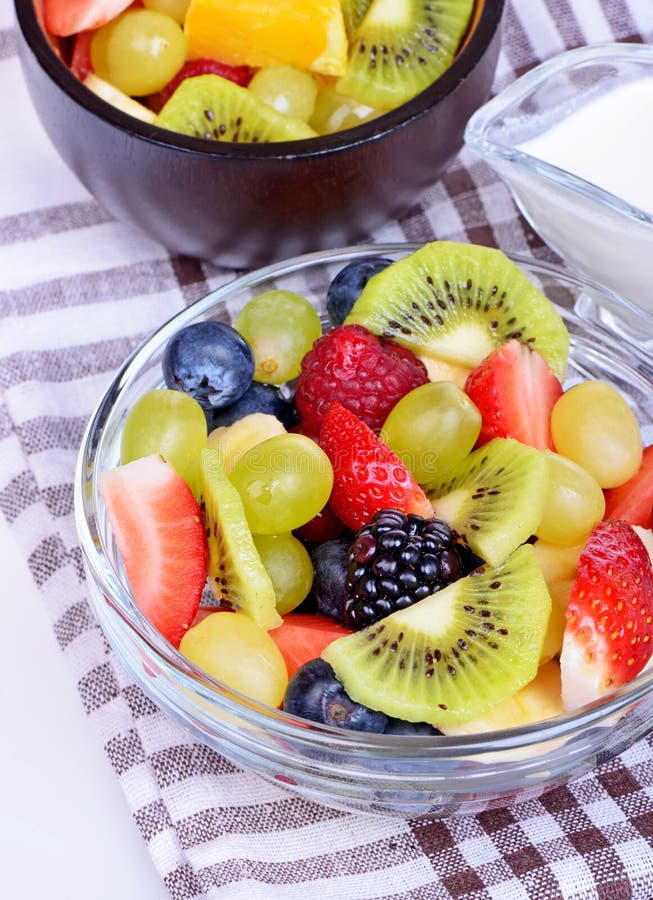 Fruit Salad with Strawberries, Oranges, Kiwi, Blueberries Stock Image ...
