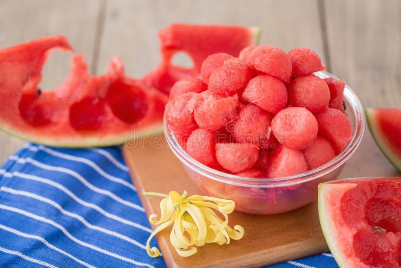 Fruit Salad with Watermelon Balls Stock Image - Image of dish, portion ...
