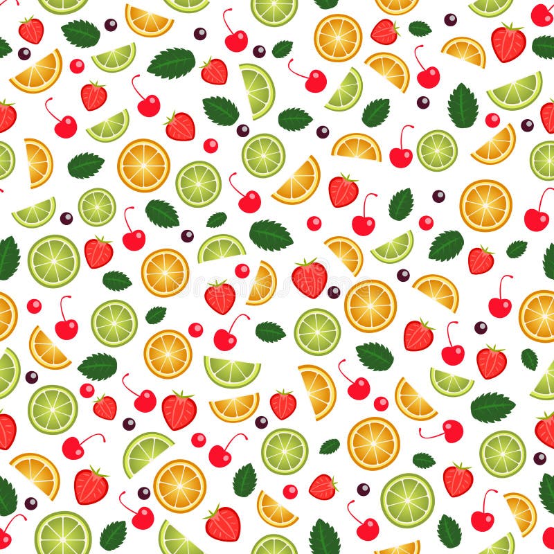 Fruit Seamless Background. Vector Stock Vector - Illustration of green ...