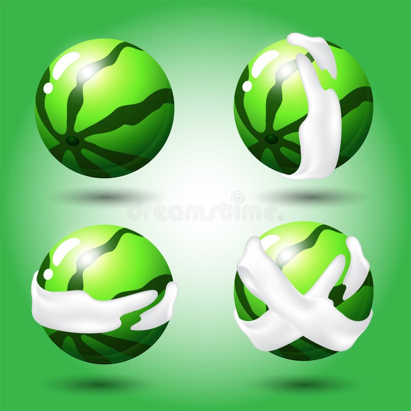 Fruit, Set of Watermelon Green Fruits. Stock Vector - Illustration of ...