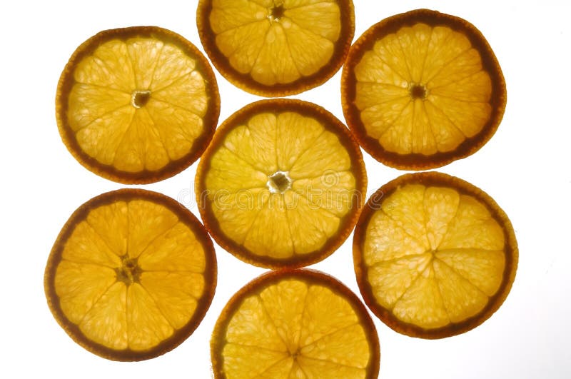 Seven Orange Slices on White Background Stock Photo - Image of india ...