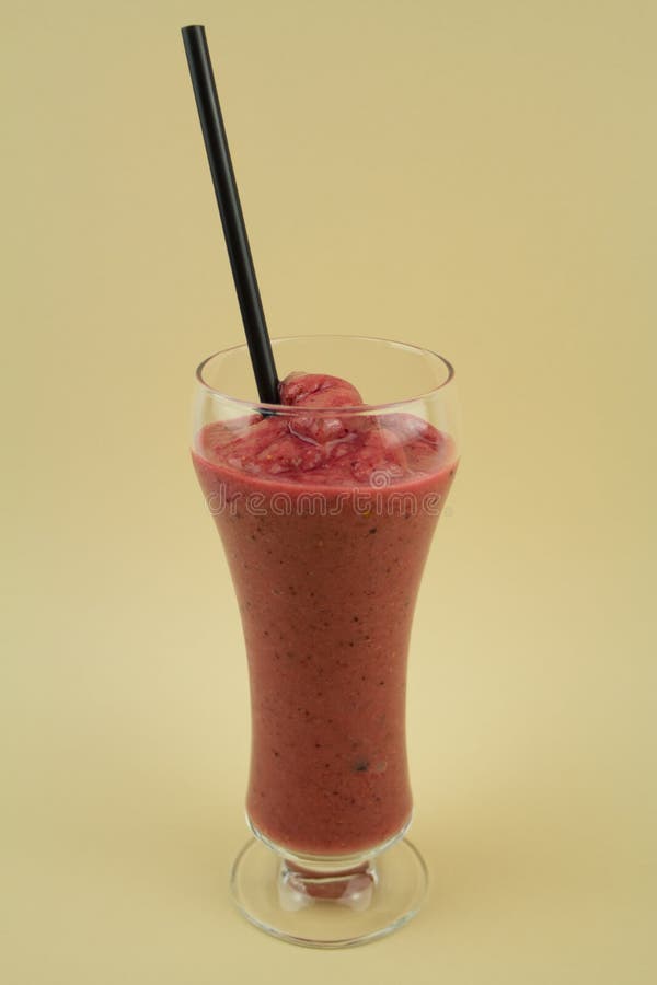 Fruit Shake in a Glass with a Straw. Stock Image - Image of breakfast ...