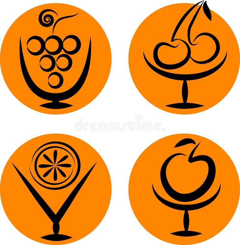 Fruit Shakes And Cocktails Icons - 1 Stock Vector - Illustration of ...