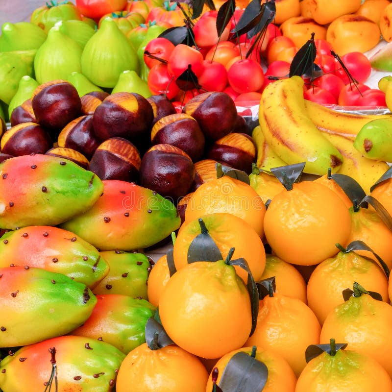 Traditional Fruit Shaped Marzipan Sweets Stock Image - Image of sicilia ...
