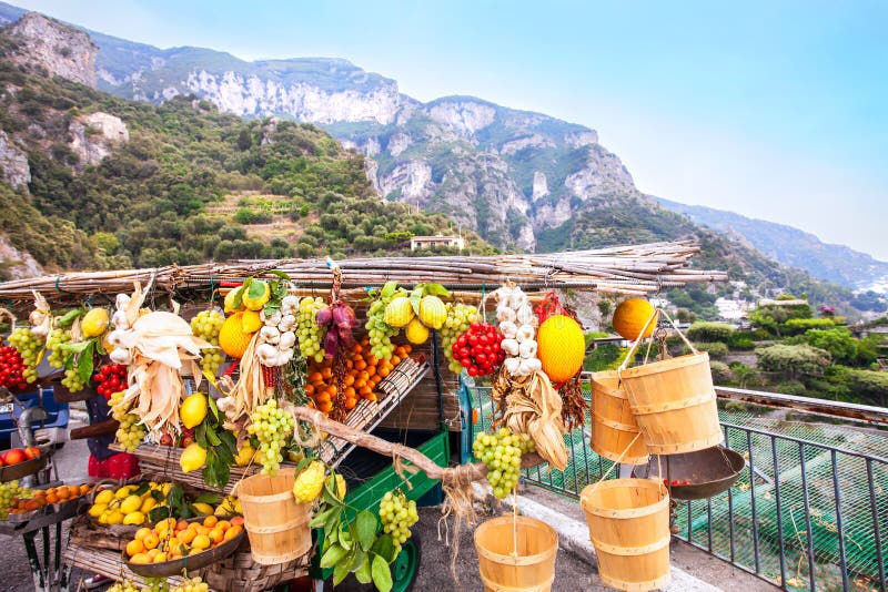 A Fruit Shop and a Beautiful Landscape As Background Stock Image ...