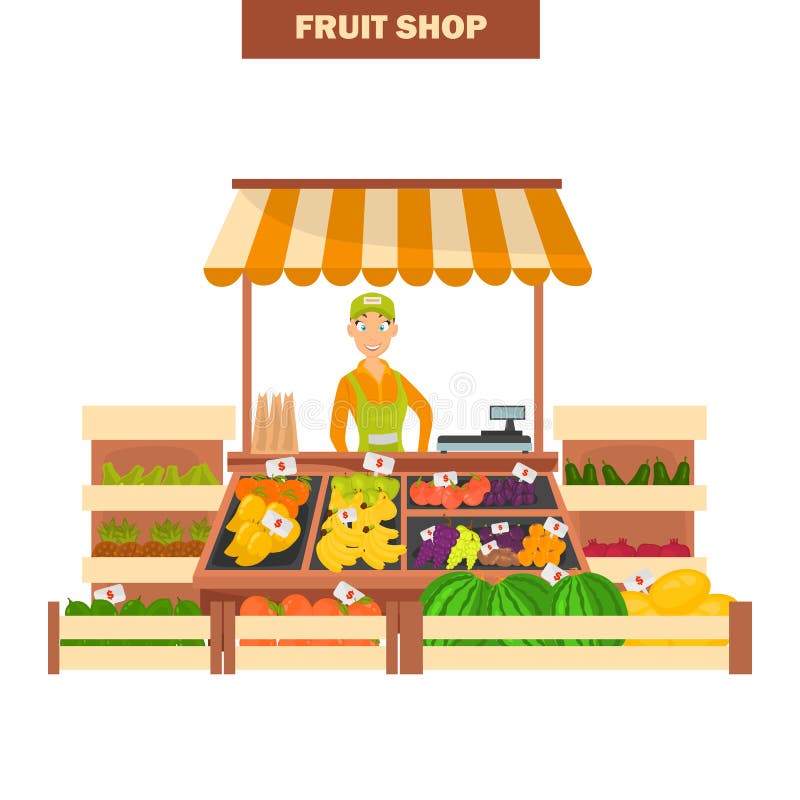 Fruit Shop Illustration Isolated on White Backgroun for Web and Moible ...