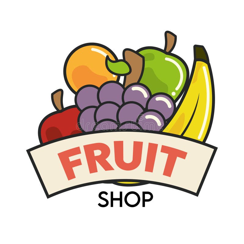 Fruit Shop Logo Bundle. Vector Stock Illustration - Illustration of ...
