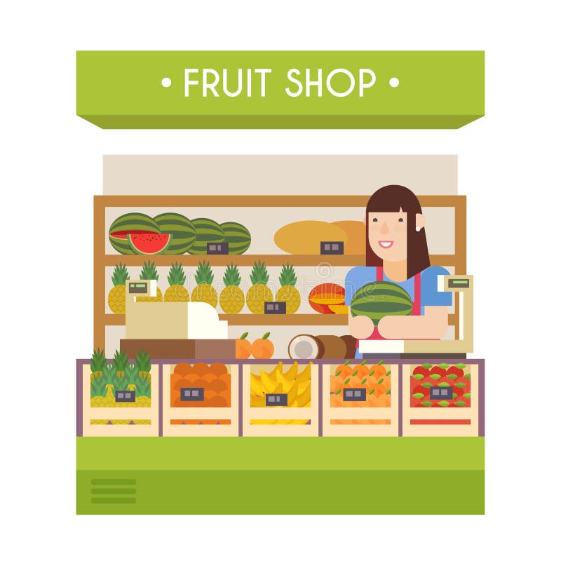 Fruit shop stall stock vector. Illustration of health - 61160225
