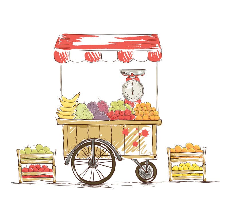 Fruit shop stall stock vector. Illustration of health - 61160225