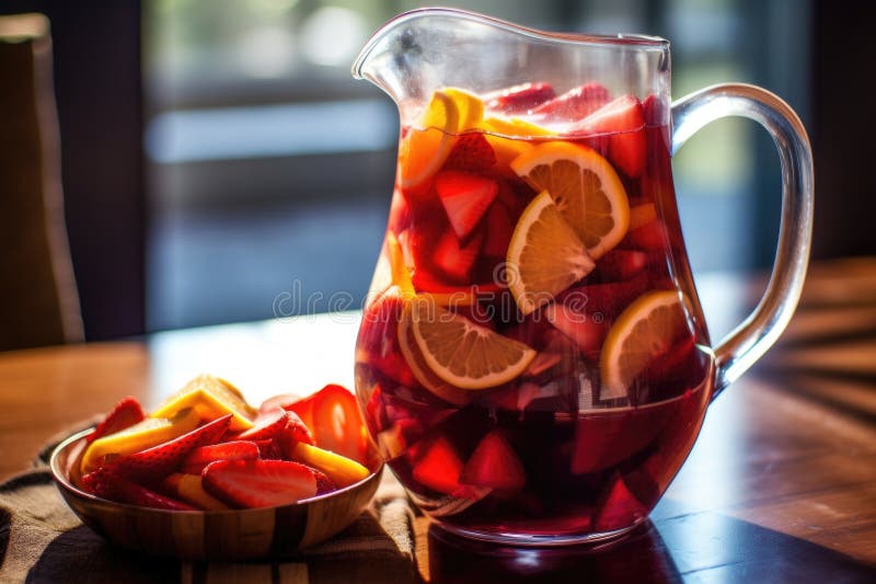 Fruit Slices Floating in Sangria Pitcher Stock Illustration ...