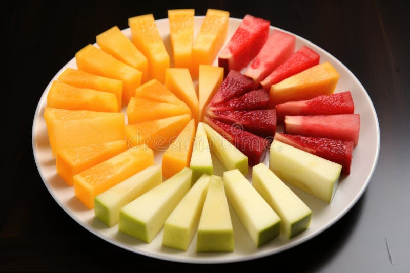 Fruit Slices Represent Budget Partition on a Plate Stock Image - Image ...