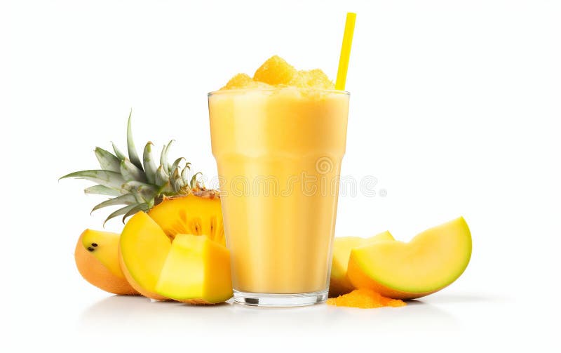 Fruit Smoothie on White Background Stock Illustration - Illustration of ...