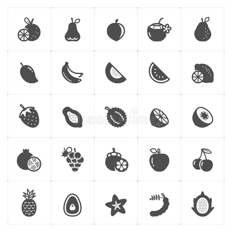 Icon Set - Fruit and Healthy Food Filled Style Icon Vector Illustration ...