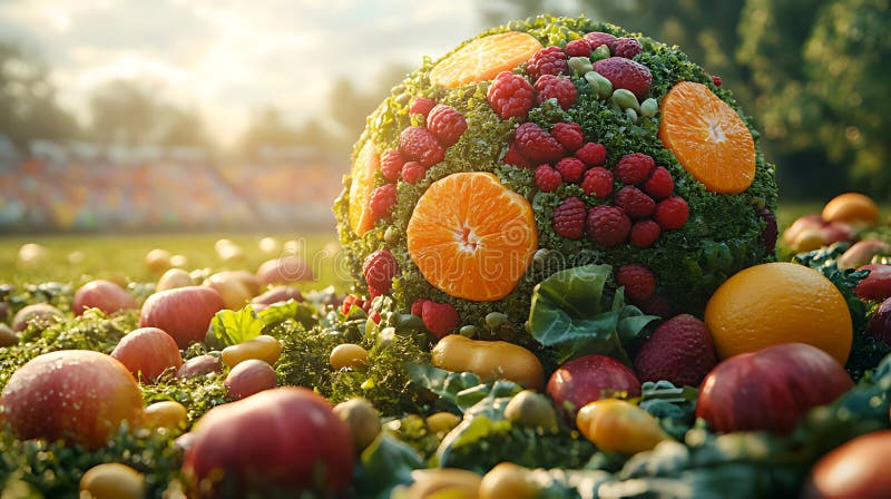 Fruit Sphere Stadium Sunset Healthy Food Stock Illustration ...