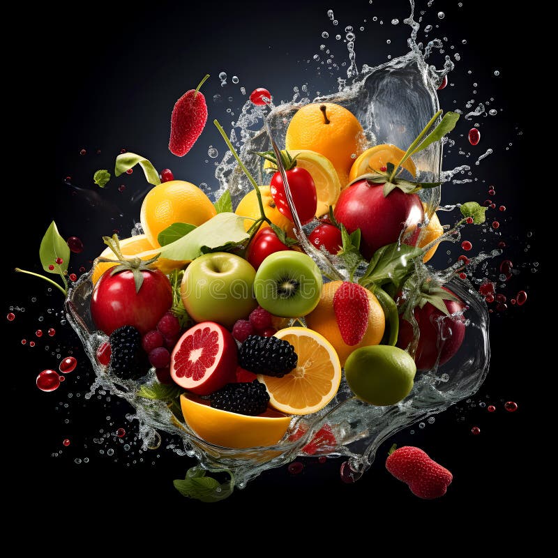 Fruit Splash Abstract, Healthy Living Stock Illustration - Illustration ...