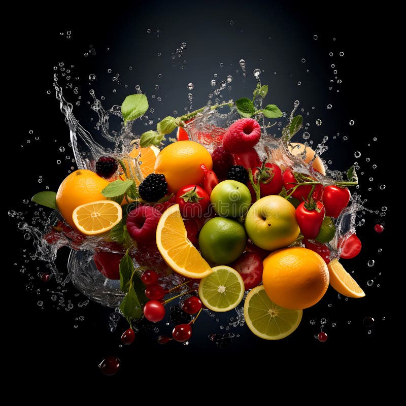 Fruit Splash Abstract, Healthy Living Stock Illustration - Illustration ...